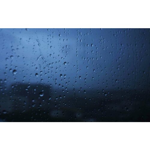 Картина на холсте 60x110 LinxOne "Капли, стекло, дождь, влага, макро" интерьерная для дома / на стену / на кухню / с подрамником
