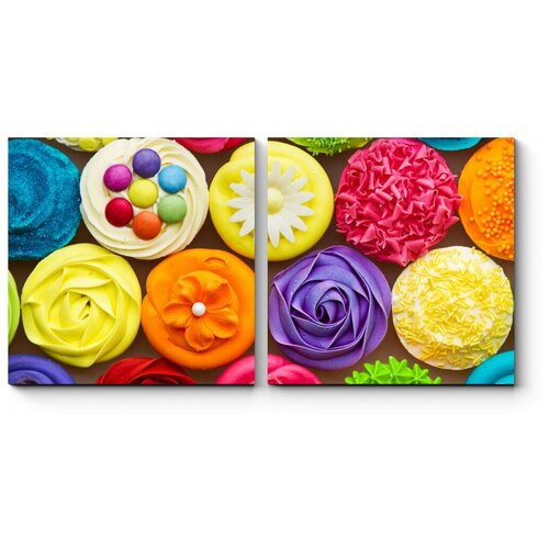 Модульная картина Разноцветные капкейки 180x90