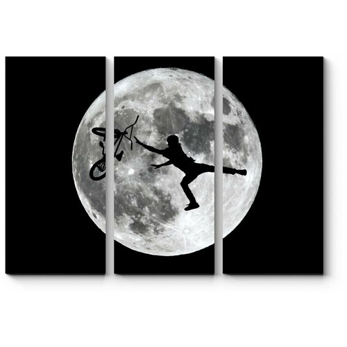 Модульная картина Силуэт байкера на фоне луны60x43