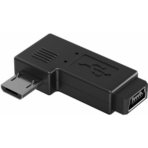 Адаптер переходник угловой GSMIN RT-81 micro-USB (M) - mini-USB (F) 180 градусов (Черный)