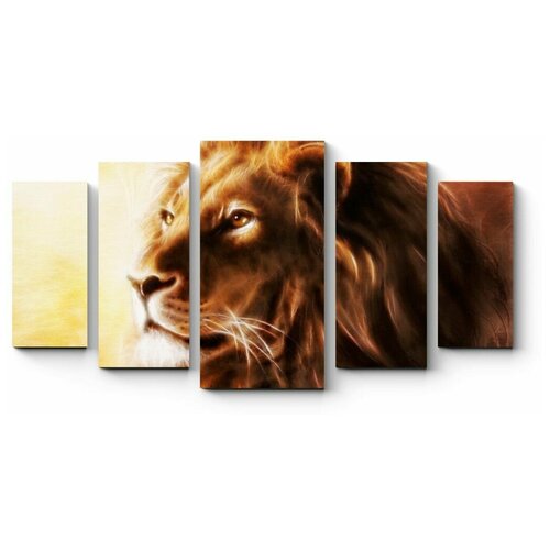 Модульная картина Великий и могучий лев 140x77