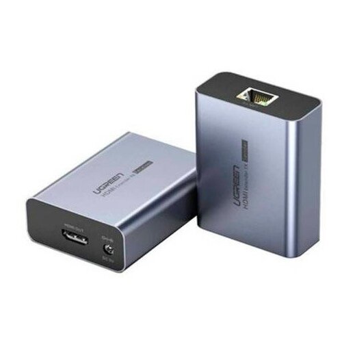 Сплиттер Ugreen CM455 HDMI Extender by RJ45 Cable Transmitter + Receiver Grey 20519