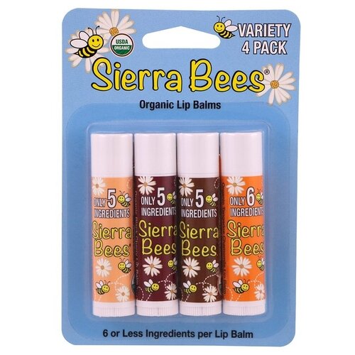 Sierra Bees Набор бальзамов для губ Ассорти, 4 шт., бесцветный