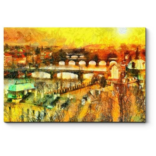 Модульная картина Прага в лучах солнца, масло 50x33