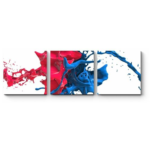 Модульная картина Синее и красное 140x47