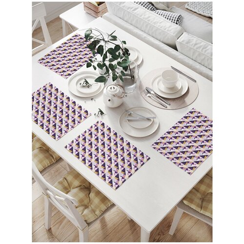 Салфетки на стол для сервировки прямоугольные, плейсмат JoyArty "Цветная абстракция геометрических форм", 32x46 см, в комплекте 4шт.