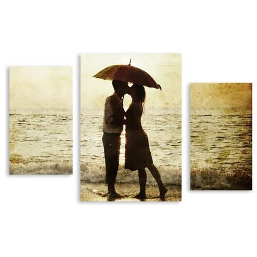 Модульная картина на холсте "Влюбленные на берегу моря" 120x78 см