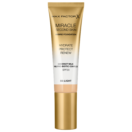 Max Factor Тональный крем Miracle Touch Second Skin, SPF 20, 30 мл, оттенок: светло-бежевый