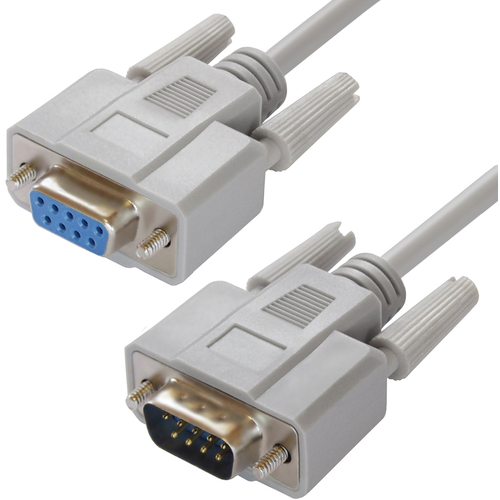 GCR Удлинитель 1.0m RS-232, 9M/9F Premium, серый 30 AWG