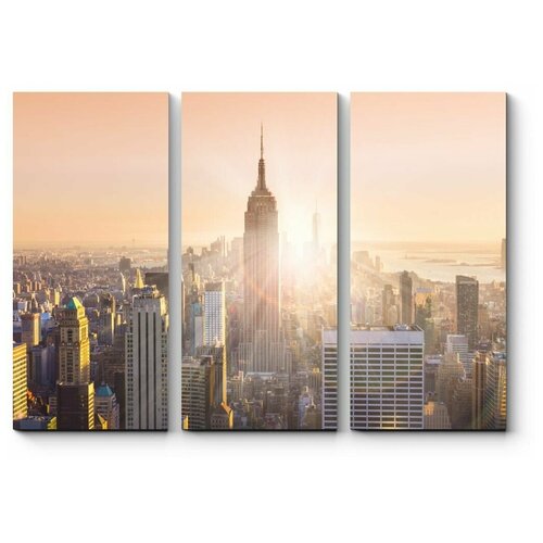 Модульная картина Небоскребы Манхэттена в последних лучах солнца, Нью-Йорк 90x65