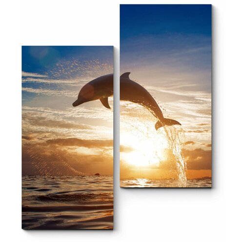 Модульная картина Завораживающий прыжок дельфина на закате 40x50