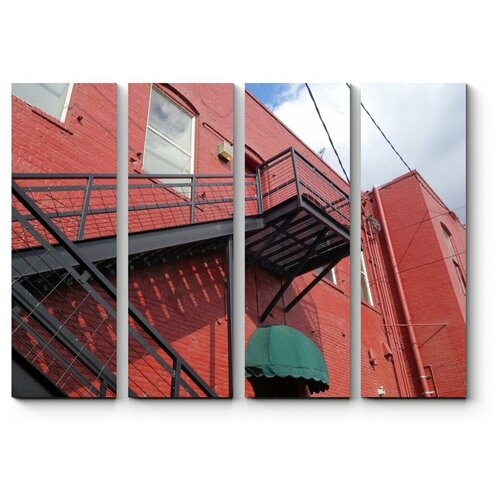 Модульная картина Пожарная лестница на старом кирпичном здании130x98