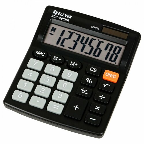 Калькулятор настольный Eleven SDC-805NR (8-разрядный) двойное питание, черный (SDC-805NR)