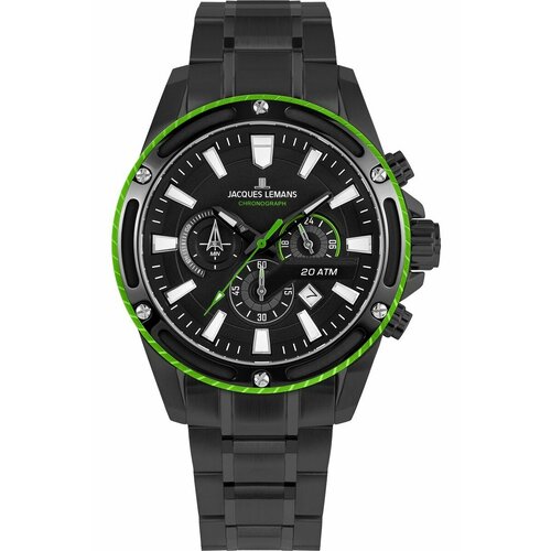 Наручные часы JACQUES LEMANS Sport, черный, зеленый