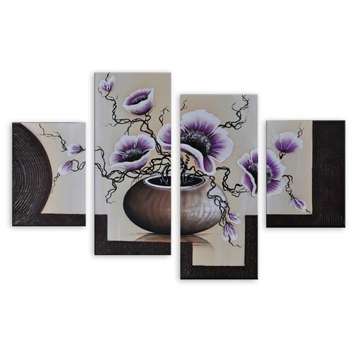 Модульная картина на холсте "Фиолетовые цветы" 90x65 см