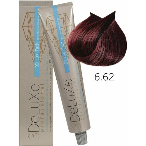 3Deluxe крем-краска для волос 3D Lux Tech, 6.62 темный блондин фиолетово-красный, 100 мл