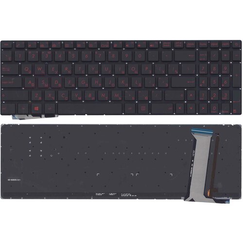 Клавиатура для Asus N551J G551 Красные буквы p/n: 0KNB0-662BUI00, 9Z. N8BBC. P1D