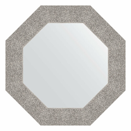 Зеркало настенное Octagon EVOFORM в багетной раме чеканка серебряная, 61х61 см, для гостиной, прихожей, кабинета, спальни и ванной комнаты, BY 7352