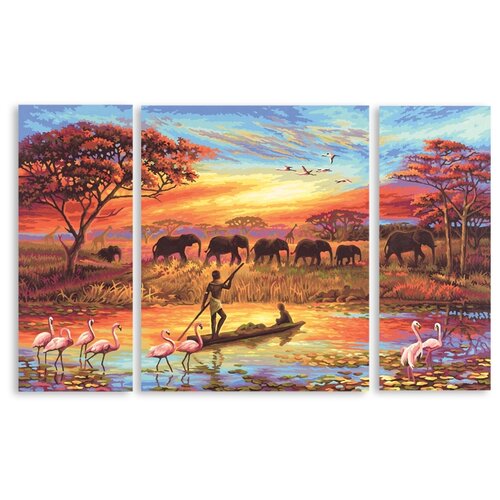 Модульная картина на холсте "Африканский пейзаж" 90x56 см