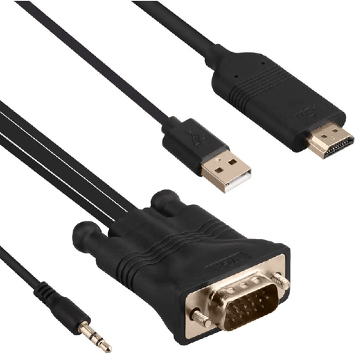 Адаптер переходник с VGA на HDMI с кабелем AUX 1.8м черный OTN-5152