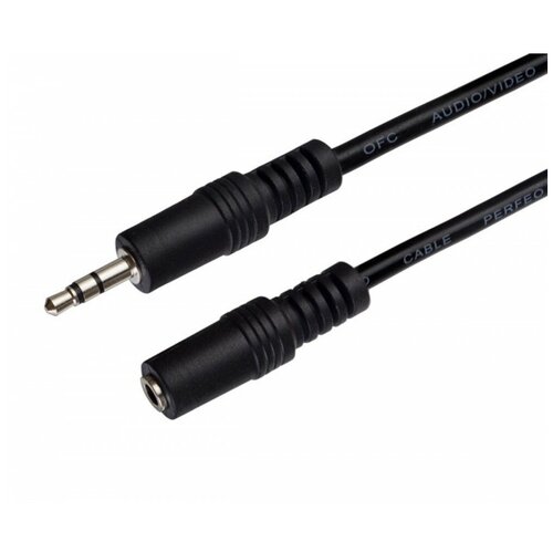 Удлинитель Perfeo mini jack 3.5 mm - mini jack 3.5 mm (J220), 2 м, 1 шт., черный