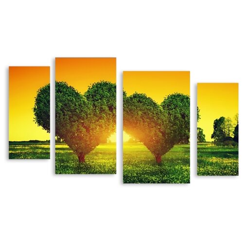 Модульная картина на холсте "Влюбленные деревья" 150x90 см