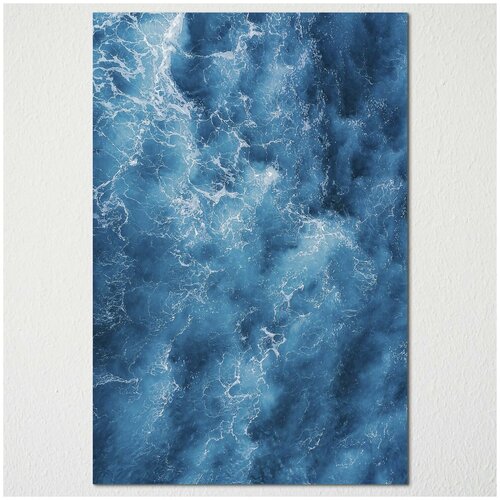 Картина на Холсте - "Голубые волны океана", размер 60х40 см