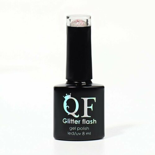 Queen fair Гель-лак для ногтей, «GLITTER FLASH», 3-х фазный, 8мл, LED/UV, цвет прозрачный/малиновый (09)