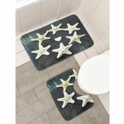 Набор ковриков для ванной и туалета Доляна Звёзды, 2 шт: 40x50, 50x80 см