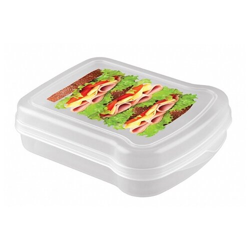 Phibo Контейнер для бутербродов с декором, 13x17 см,  ⌀17 см, прозрачный/декор