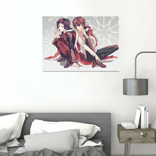 Интерьерная картина на холсте - Акутагава и Дазай на зимнем фоне 60х80