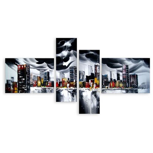 Модульная картина на холсте "Город перед грозой" 90x49 см