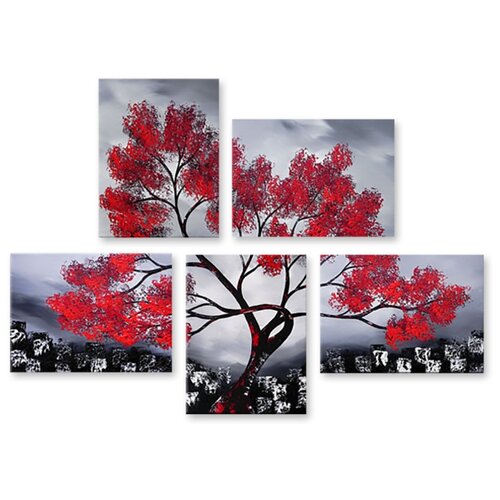 Модульная картина на холсте "Красное дерево" 150x114 см