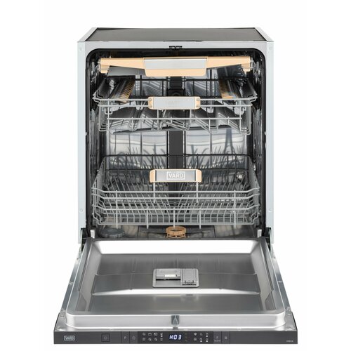 Посудомоечная машина встраиваемая VARD VDI613L 60 см, автооткрывание дверцы, LED-подсветка камеры, инверторный мотор, 3 корзины, 8 программ