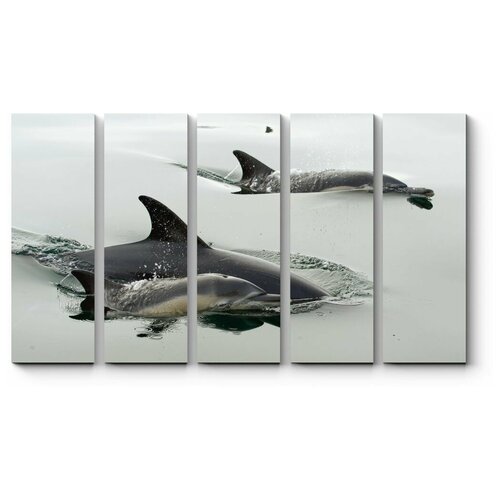 Модульная картина Счастливая семья дельфинов110x66