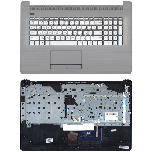 Клавиатура (keyboard) для ноутбука HP 17-BY, 17-CA, топкейс серебристый