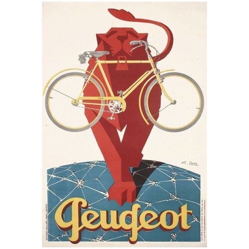Постер / Плакат / Картина Велосипеды - Французский велосипед Peugeot 50х70 см в подарочном тубусе