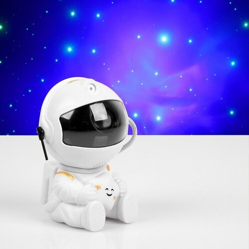 Luazon Lighting Световой прибор «Космонавт со звездой» 13 см, свечение RGB, пульт ДУ, 5 В, белый