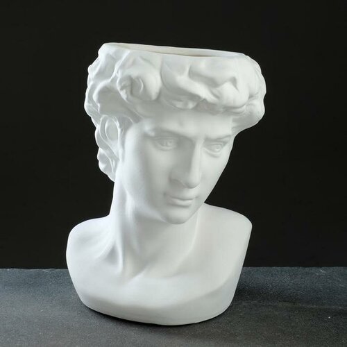 Кашпо керамическое "Голова" белое, 25x18см
