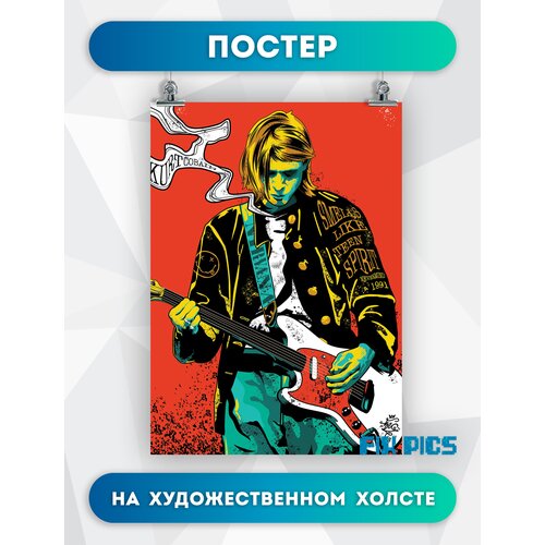 Постеры на холсте для дома, плакат на стену, постер Nirvana красный фон 40х60 см