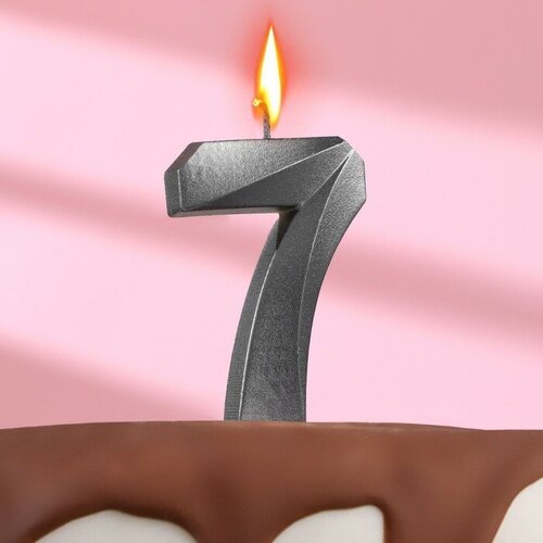 Свеча в торт "Грань" , цифра 7 , мокрый асфальт, 8 см
