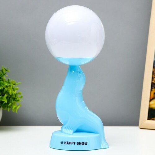 Настольная лампа "Морской котик" LED 3Вт 3АА 3000К голубой 10х11х26 см RISALUX