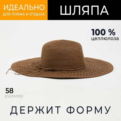 Шляпа Minaku, размер 58, бежевый, коричневый
