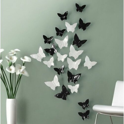 Декор настенный "Бабочки" 7.5 x 10.5 см, черный,