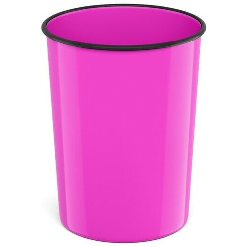Корзина для бумаг и мусора 13,5 литров ErichKrause Neon Solid, пластиковая, литая, розовая