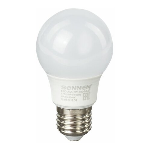 Упаковка светодиодных ламп 3 шт. SONNEN 453694, E27, A55, 7 Вт, 4000 К