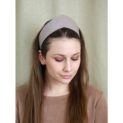Ободок-кокошник Лиловая пастель регулируемый на голову, головной убор для девушки, для женщины "Душенька" из искусственной замши