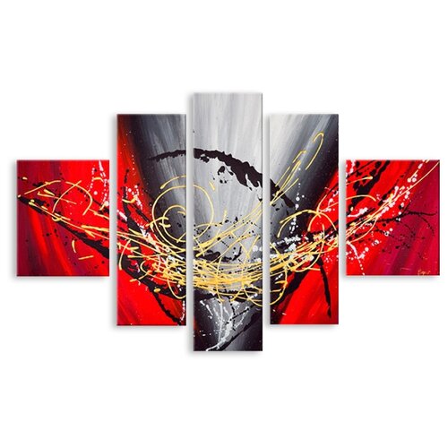 Модульная картина на холсте "Красно-серая абстракция" 120x78 см