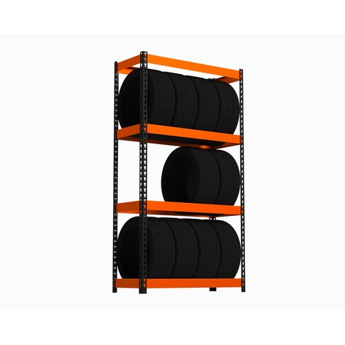 Стеллаж Metalex серия TIRES 2000х1600х400 оранжево-чёрный