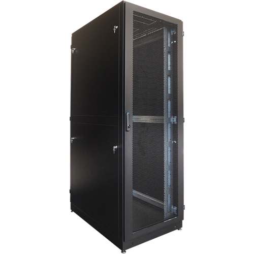 ЦМО Шкаф телекоммуникационный напольный 42U (600 1000) дверь перфорированная, задние двойные перф, цвет черный